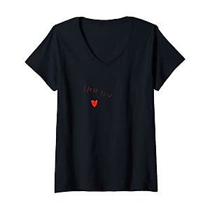 Womens I Love You by Dexy Sweet V-Neck T-Shirt