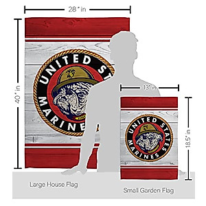 Breeze Decor Marine Bulldog Garden House Flag Set Armed Forces Corps USMC Semper Fi United State American Military Veteran Retire Official Decoration Banner Small Yard Gift Double-Sided, Made in USA