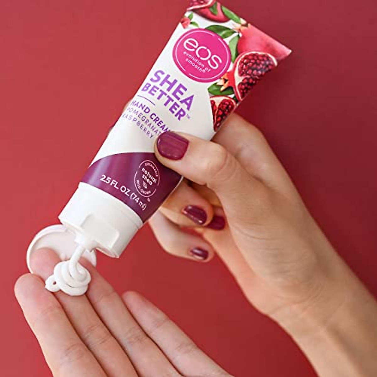 eos Shea Better Hand Cream - Pomegranate Raspberry, Natural Shea Butter Hand Lotion and Skin Care, 24 Hour Hydration with Shea Butter & Oil, 2.5 oz