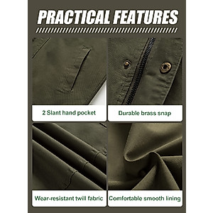 Pursky Men's Spring Fall Casual Windbreaker Army Jacket Cargo Cotton Hooded Military Bomber Coat L Army Green