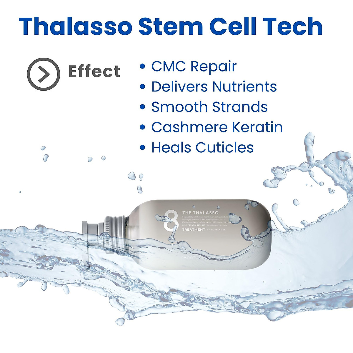 8 THE THALASSO Smooth Series: Normal to Oily Hair Conditioner, Unique Thalasso Stem Cells with Deep Sea Water & Marine Collagen, Chemical-Free, Moisturizing & Smoothing, 475mL /16.06 fl oz