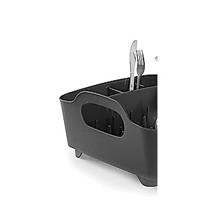 Umbra Tub Dish Drying Rack – Lightweight Self-Draining Dish Rack for Kitchen Sink and Counter at Home, RV or Motorhome, Smoke