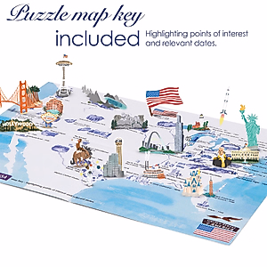 Puzzles for Adults 1000 Pieces - Illustrated US Map Puzzle - United States USA 1000 Piece Puzzle for Adults and Kids Puzzles - 100% Recycled Cardboard by bopster