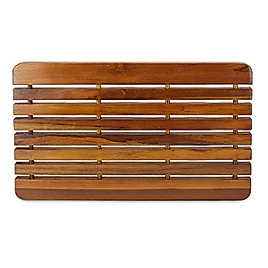TeakCraft Teak Shower Mat, 24 Inch, Non Slip, The Troy
