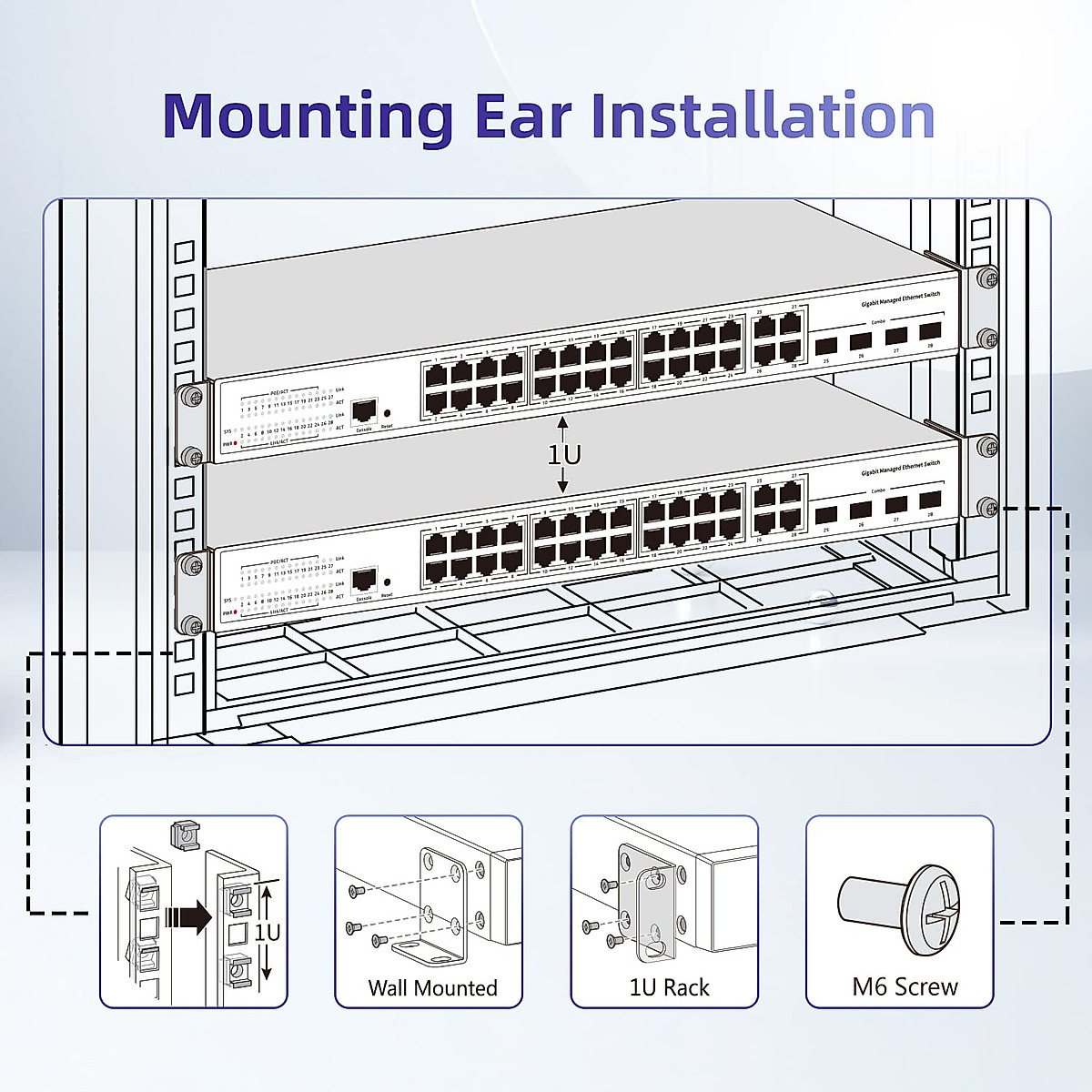 PhyinLan Rack Mount Kit 17.3'' Rack Ears for HP ProCurve/Aruba/OfficeConnect/HPE HP-4S (5064-2085) (5069-6535)