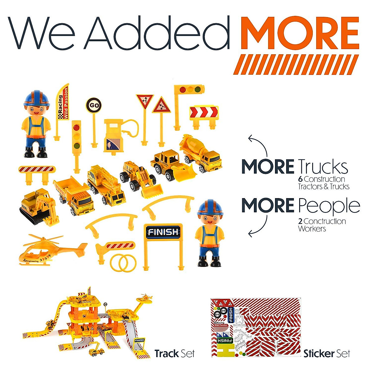 Toysical Construction Playset - Complete Parking Garage Toy Playset with Vehicles, Helicopter, Mini Figures, Road Setup Construction Toys for Boys and Girls - Boys Toys Age 4-6