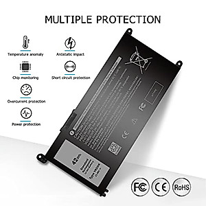YRDD6 Laptop Battery for Dell Inspiron 3493 3501 3582 3583 3584 3593 3793 5480 5481 5482 5485 5491 5493 5585 5590 5591 5593 5594 5598 7586 OYRDD6 VM732 OVM732 1VX1H 01VX1H（42Wh 11.4V 3-Cell）