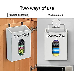 Rustic Wooden Grocery Bag Holder Wall Mounted, Plastic Bag Holder Organizer for Cabinet, Trash Bag Holder for Plastic Bags, Trash Bag Dispenser Organizer for Home & Kitchen Organization and Storage