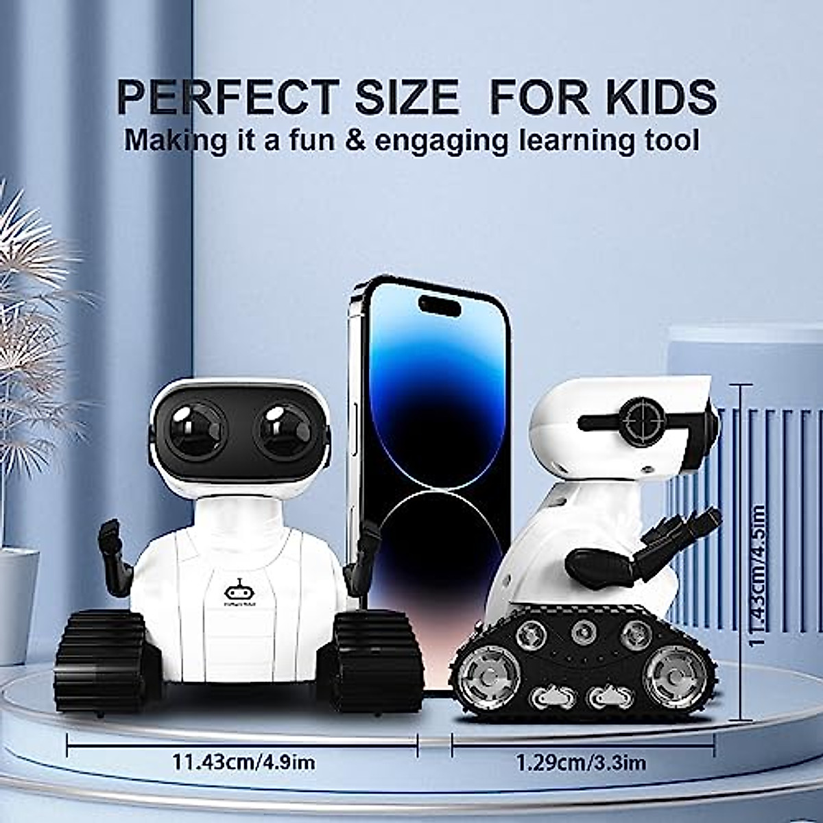 AOVIKOOD Rechargeable RC Robot Toy for Boys and Girls, Robot Toys with Music and LED Eyes, Develops Motor Skills, Creativity, and Intelligence, Gifts for Children Age 3-12