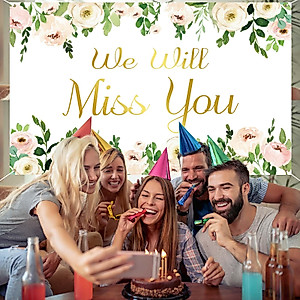 Vlipoeasn White Farewell Party Decorations, We Will Miss You Backdrop Banner, Goodbye Party Decorations for Coworker, Going Away Party Retirement Party Bye Office Work Graduation Party Decorations