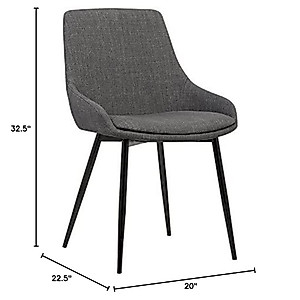 Armen Living Mia Contemporary Upholstered Dining Chair with Metal Legs, Height, Charcoal