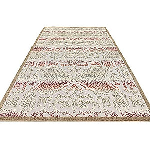 Unique Loom Modern Collection Distressed, High-Low Pile, Abstract, Vintage, Indoor and Outdoor Area Rug, 6 ft x 9 ft, Beige/Light Brown