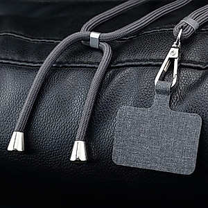 Pluxen Phone Lanyard Pads - 2 x Universal Durable Tabs Compatible with iPhone and All Cellphones Strap Safety Tether Black/Gray