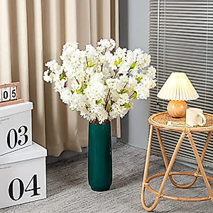 Luyue 42in Artificial Cherry Blossom White Flowers 6 Pack Silk Cherry Blossoms Branches Fake Sakura Flower Trees Decor for Wedding Decoration Home Office