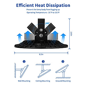 100W UFO LED High Bay Light lamp Factory Warehouse Industrial Lighting 20000 Lumen 6000-6500K IP54 Warehouse LED Lights- High Bay LED Lights- Commercial Bay Lighting for Garage Factory Workshop Gym