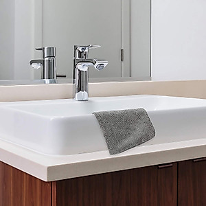 PHOGARY 10 Pack Microfiber Body Wash Mitts, Soft Face Mitten, Bath Spa Cloth, Reusable Makeup Remover Mitt Gloves, European Style Wash Cloth, 6×8 inch, White and Grey