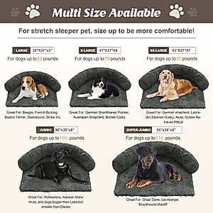 Syalife Shaggy Plush Calming Dog Couch Bed Pet Protector, Fluffy Waterproof Lining and Nonskid Bottom, Dog Mat for Furniture Protector with Washable Cover(55"x43"x8", Light Gray)