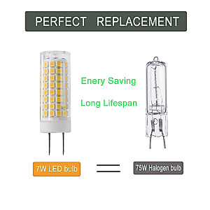 G MGY OLED LED GY8.6 Bulb, 7W T4 G8 LED Bulb, 75W Halogen Bulb Replacement, GY8.6 Bi-pin Base Light Bulb, AC120V, for Under Counter Kitchen Lighting, Light Fitting, 2-Pack (Warm White)
