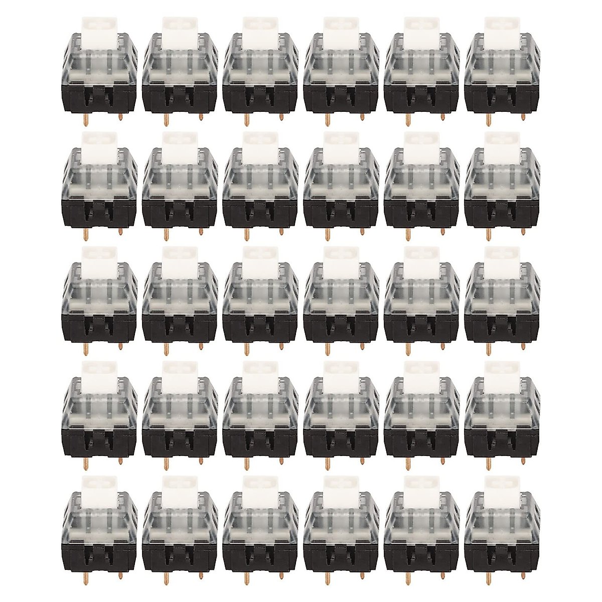 30Pcs Mechanical Keyboard Switches, DIY Waterproof Silent Replaceable Keyboard Switches, Support Backlight Function for Gaming DIY Keyboard (White Switch Black Base)