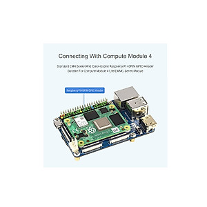 for Raspberry Pi Compute Module 4 IO Board,Mini Base Board (A) Lite Version with Standard CM4 Socket and Color-Coded Raspberry Pi 40PIN GPIO Header Onboard CSI/DSI/FAN/HDMI/USB/RJ45 Connectors