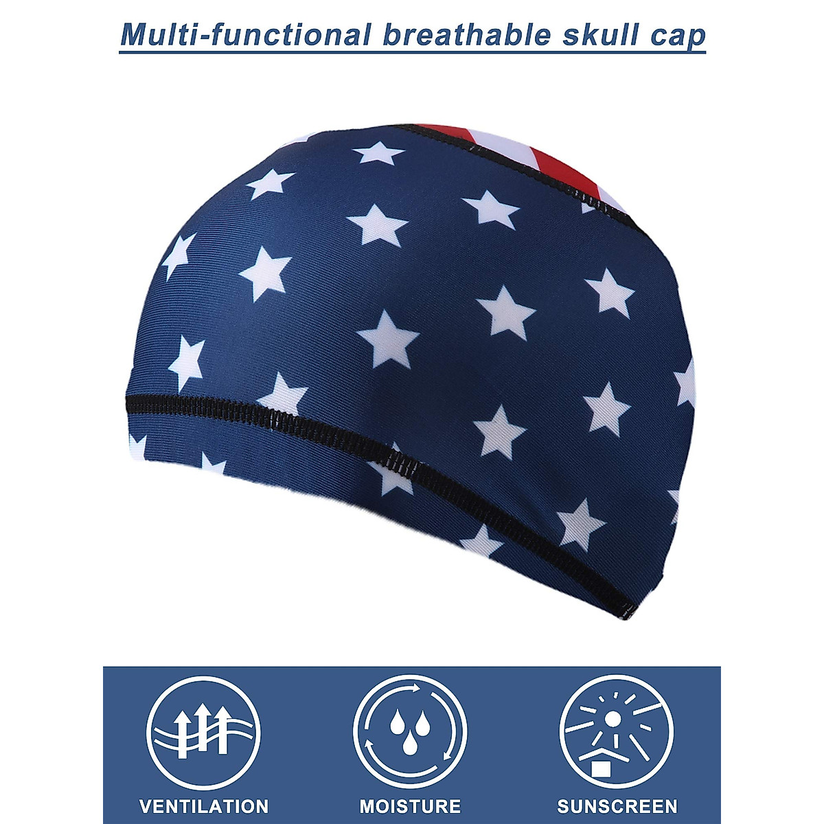 Geyoga 4 Pieces Cooling Skull Cap Sweat Wicking Helmet Liner Running Beanie Cycling Cap Liner for Men Women (Retro Style)