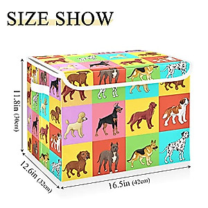 innewgogo Different Dogs Storage Bins with Lids for Organizing Closet Organizers with Handles Oxford Cloth Storage Cube Box for Clothes