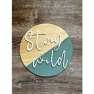 Lavender Inspired Stay Wild Wood Sign for Nursery, Boho Design 3D Laser Cut Wall Art Decor, Nursery Signs Decor, Kids Room Decor, Nursery Decor for Baby Boys and Girls,-Baby Room Sign, 12 Inch