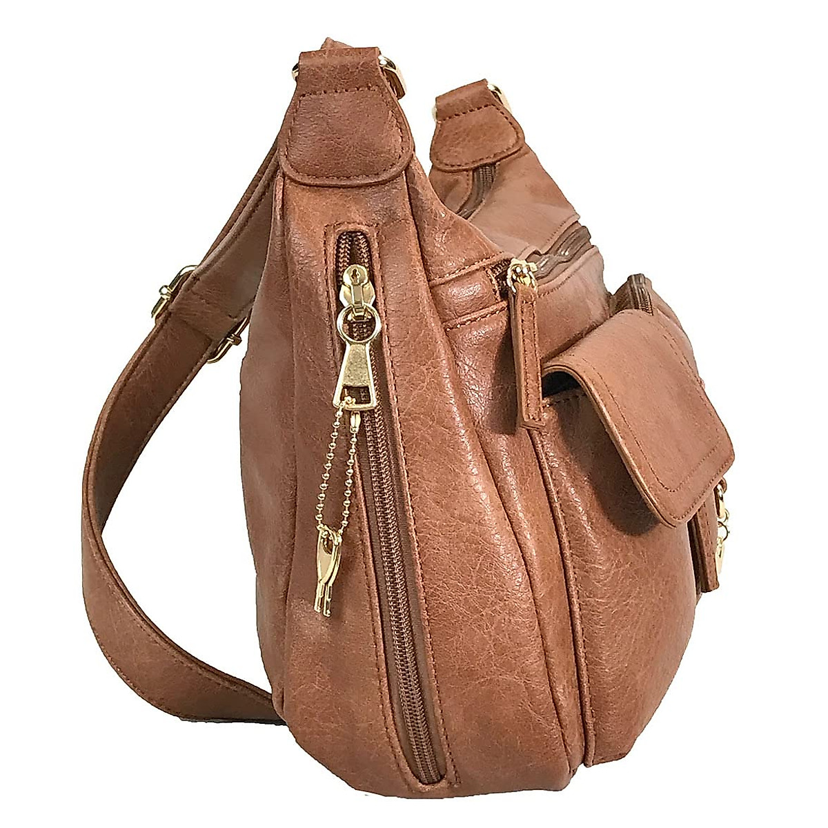 Zzfab Front Pockets side Locking Concealed Carry Purse for Women Small CCW Crossbody Bag Brown