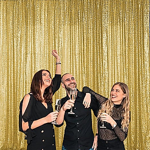 Sugargirl Gold Sequin Backdrop Curtain 4 Panels 2FTx8FT Glitter Gold Background Drapes Sparkle Photography Backdrop for Party Wedding Birthday Wall Decoration