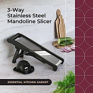 MuellerLiving Mandoline Slicer for Kitchen, Stainless Steel, Slice or Julienne, Vegetable Chopper, Fruit Slicer