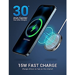 iPhone 14 Magnetic Wireless Charger - Super Fast Mag Charging and 20W USB-C Wall Plug Compatible with iPhone 14 13/13 Pro / 13 Pro Max / 13 Mini/ 12/12 Mini/ 12 Pro/12 Pro Max/AirPods Pro - Silver
