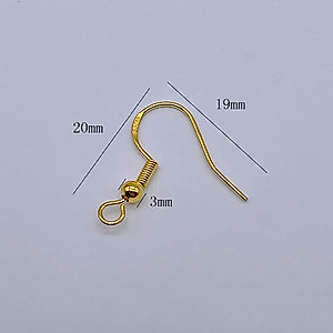 GSHLLO 100 Pcs Gold Earring Hooks Ear Wire Hooks Earring Fish Hook Connector Jewelry Earring Parts DIY Earring Findings Components