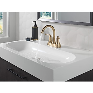Delta Faucet Saylor Gold Bathroom Faucet, Bathroom Sink Faucet, Centerset Bathroom Faucet for Bathroom Sink, Diamond Seal Technology, Metal Drain Assembly, Champagne Bronze 2535-CZMPU-DST