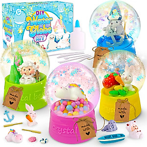 Peertoys Snow Globe Crafts for Kids - Activities Gifts for Teen Girls Ages 4-8 Arts Stem Project Games Unicorn Toddler DIY Toys & Materials Stuff with Clays Water Globes
