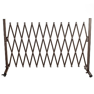 TECSPACE Aluminum Expandable Garden Fence, Portable Barricade Gate with Casters, Expansion Size 126×15.2×40.6 inches, Flexible Fence Mobile Barricade Safety Barrier, Pet Fence Gate Adjustable