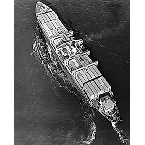 Posterazzi High angle view of a container ship and a tugboat in the sea Poster Print, (24 x 36)
