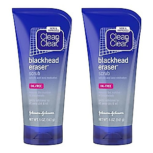 Clean & Clear Blackhead Eraser Oil-Free Facial Scrub with 2% Salicylic Acid Acne Medication, Exfoliating Daily Face Scrub for Acne-Prone Skin Care, Coconut, 5 Oz, Pack of 2