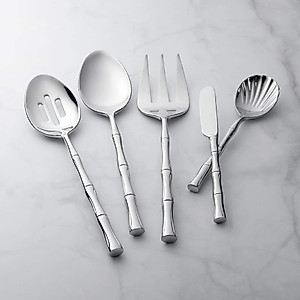 Supreme Housewares 5-Piece Bamboo Shaped Hostess Set, 18/8 Stainless Steel Silverware Serving Set, Mirror Polished, Dishwasher Safe (Bamboo)