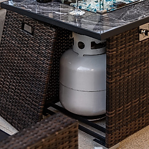 30inch Outdoor Fire Table Propane Gas Fire Pit Table with Lid Gas Fire Pit Table with Glass Rocks and Rain Cover