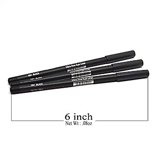 Professional Ultra Fine Eyeliner Pencil, Creamy, Ultra-pigmented, Long-lasting, Creates Defined Lines, Professional Makeup, Set of 3, Italia Black