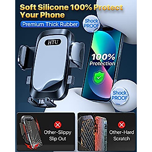 HTU Phone Mount for Car [2023 Upgraded Military-Grade Super Suction] Universal Car Phone Holder Mount for Car Dashboard Windshield Vent Car Mount for iPhone 14 Pro Max Plus Samsung All Phones & Cars