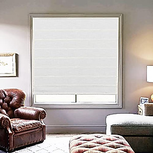 Sunbox Blinds Cordless Roman Shades for Windows, Window Treatments, Room Darkening Shades, Linen Fabric Roman Shades for Doors, Kitchen, Linen Cream