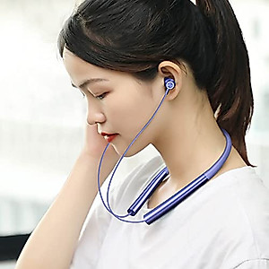 Sports Wireless High-Power Bluetooth Earphones - Double Ear Neck Hoop Ear Neck-Mounted Earphones - Neckband Headset with Built-in Noise Cancelling Microphone - Hi-Fi Stereo Gaming