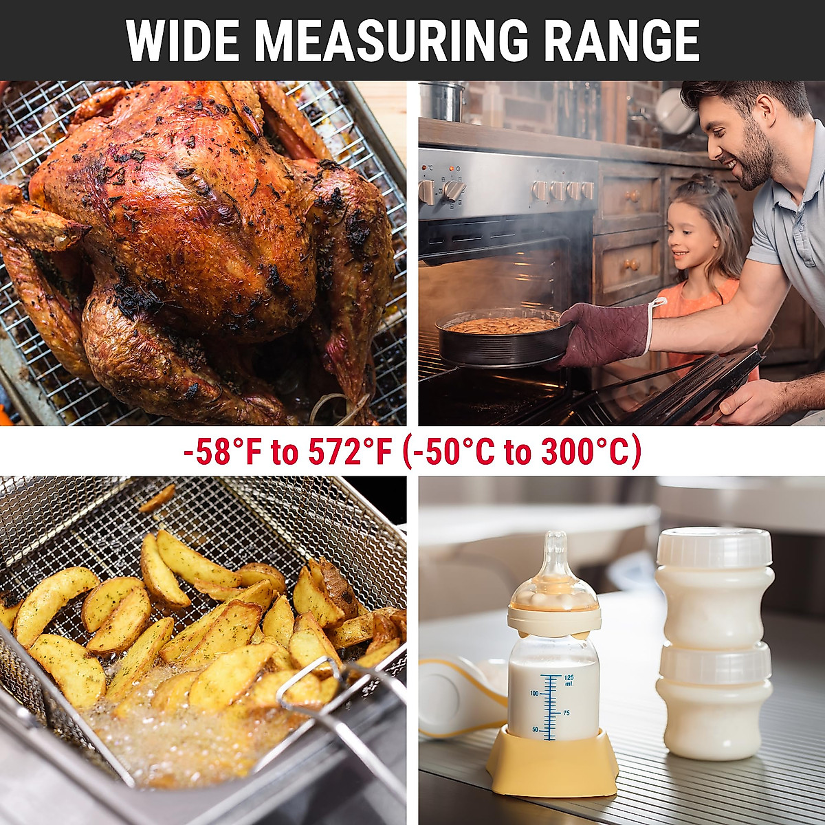 ThermoPro TP03 Digital Meat Thermometer for Cooking Kitchen Food Candy Instant Read Thermometer with Backlight and Magnet for Oil Deep Fry BBQ Grill Smoker Thermometer