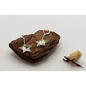 LTC Designs Austrian Crystal Aurora Borealis Star Drop Earrings for Women and Teens