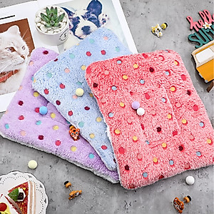 Jetec 3 Pcs Bunny Beds Guinea Pig Beds Soft Bunny Mats Warm Guinea Pig Mat Small Animal Winter Bed Pads Fleece Sleeping Pads for Indoor Rabbit Hamster Squirrel Hedgehog Chinchilla Ferret(Dots)