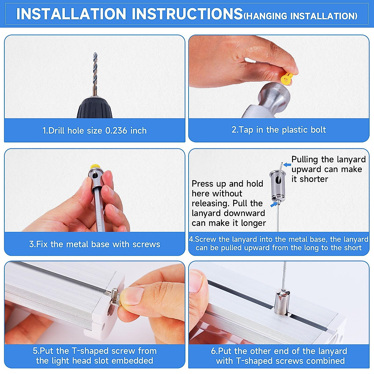 Phiwicsh 8FT LED Shop Light, U Shape 125W Integrated LED Tube Light, 6500K Clear White, 20000LM Super Bright LED Lighting, Flush Mount/Hanging Linkable LED Ceiling Lights for Garage, Plug&Play,6 Pack