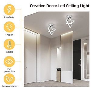 CANEOE Modern Led Ceiling Light, 22W Square Small Led Ceiling Lamp Fixures, 6000K Cool White Close to Ceiling Lights for Living Room Bedroom Ktchen Office Hallway Lights