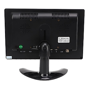 HD Monitor, Built in Speaker DVR Monitor Screen Remote Control Easy Installation TFT LCD with VGA Cable for Laptop (US Plug)