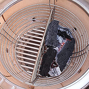 VANKEY Lump Charcoal Fire Basket with Removable Divider Charcoal Basket for Kamado Joe Classic Series, Large Big Green Egg High Quality Stainless Steel Grill Ash Baskets